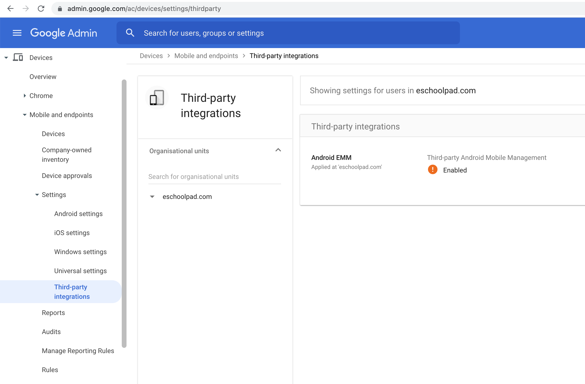 Step 1 : EMM Setup – ESP MDM